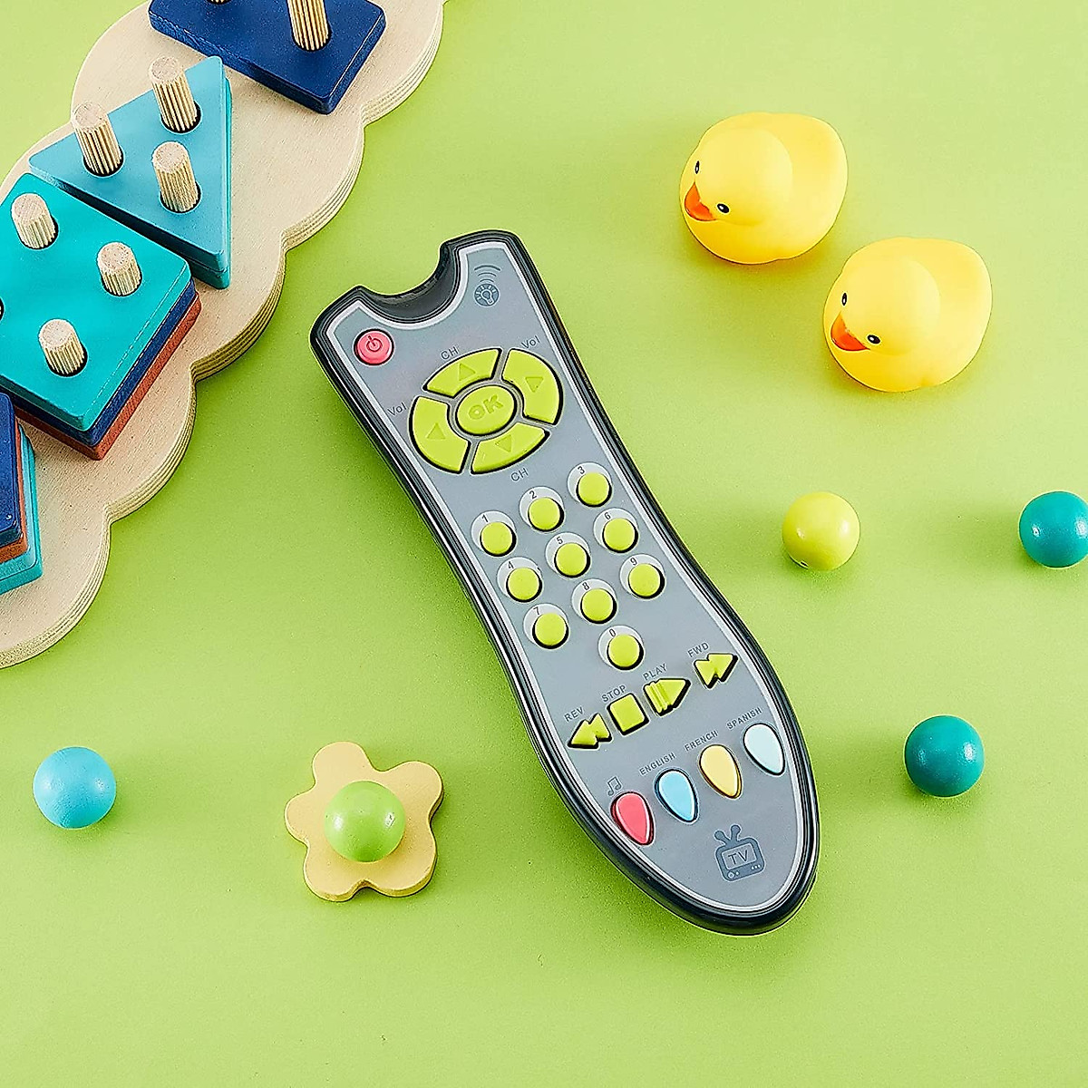 Acirr Baby Learning Toy, Baby Music Remote Control Toy Kids' Electric Learning Toys Baby Music TV Remote Control Electric Numbers Learning Educational Kids Toy(Gray)