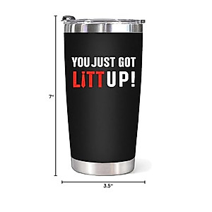 WECACYD You Just Got Litt Up Tumbler - Litt Up 20oz Tumbler Coffee Mug Black, Trending Cup for TV Show Fans - Funny Christmas Gifts for Suits TV Show Fans, Friends, Women, Men, Mom, Dad, Family