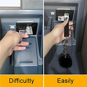 XIANGXING Credit Card Puller, Cute Acrylic Debit Bank Card Grabber for Long Nails ATM Keychain with Pom Pom Ball and Plastic Clip