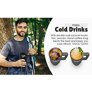 SIP SPHERE 40oz, Travel Mug, Insulated Thermal Mug, 2 Straw Tumbler, Reusable Coffee Mug, Drinking Glass, Tumbler Cup for Coffee, Tea, Whiskey, Juice (Midnight Black)