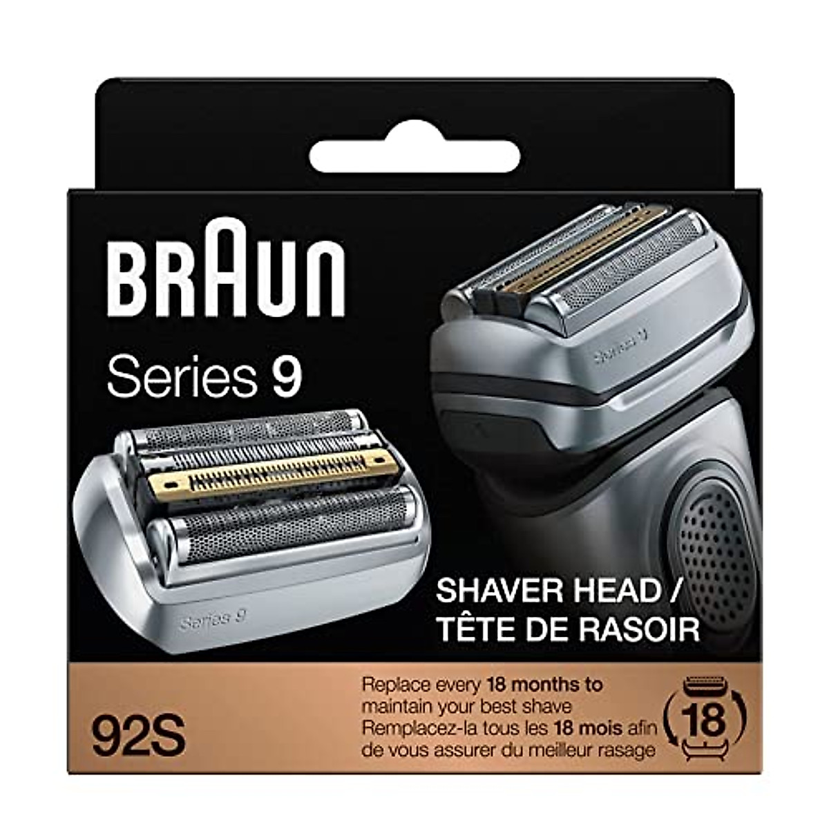 Braun Series 9 92S Electric Shaver Head Replacement Cassette, Compatible with all Series 9 Electric Razors 9290cc, 9291cc, 9370cc, 9293s, 9385cc, 9390cc, 9330s, 9296cc