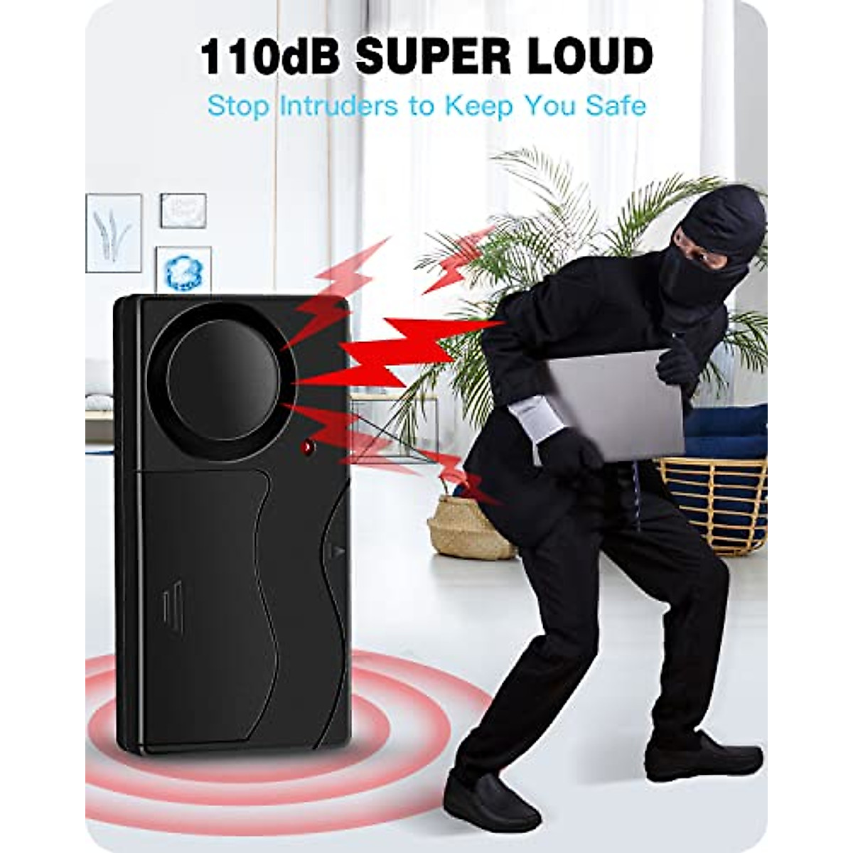 Wsdcam Wireless Vibration Alarm with Remote Control Anti-Theft Alarm Bike/Motorcycle/Vehicle Security Alarm, 110db Loud, Door and Window Alarm