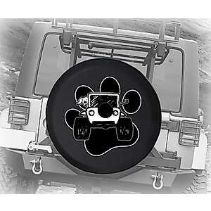 Driving with Dog 4x4 Off Road Vehicle & Paw Print Rough Terrain Adventure Animal Lover JL Spare Tire Cover with Backup Camera Hole Black Size 32 Inch
