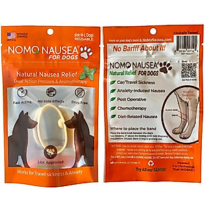 NOMO Peppermint Aromatherapy Motion Sickness Relief Bands for Dogs | Anti-Nausea Wristbands with Gentle Acupressure | 30-Second Nausea Relief Band | Medium to Large | Nude | Single Pack