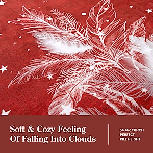 Lahome Christmas Runner Rugs 2x8 Non-Slip Hallway Runner, Washable Christmas Rug Stain Resistant Red Kitchen Runner Rug, Christmas Tree Print Holiday Decor Untra-Thin Runner for Bedroom (Red,2'x8')