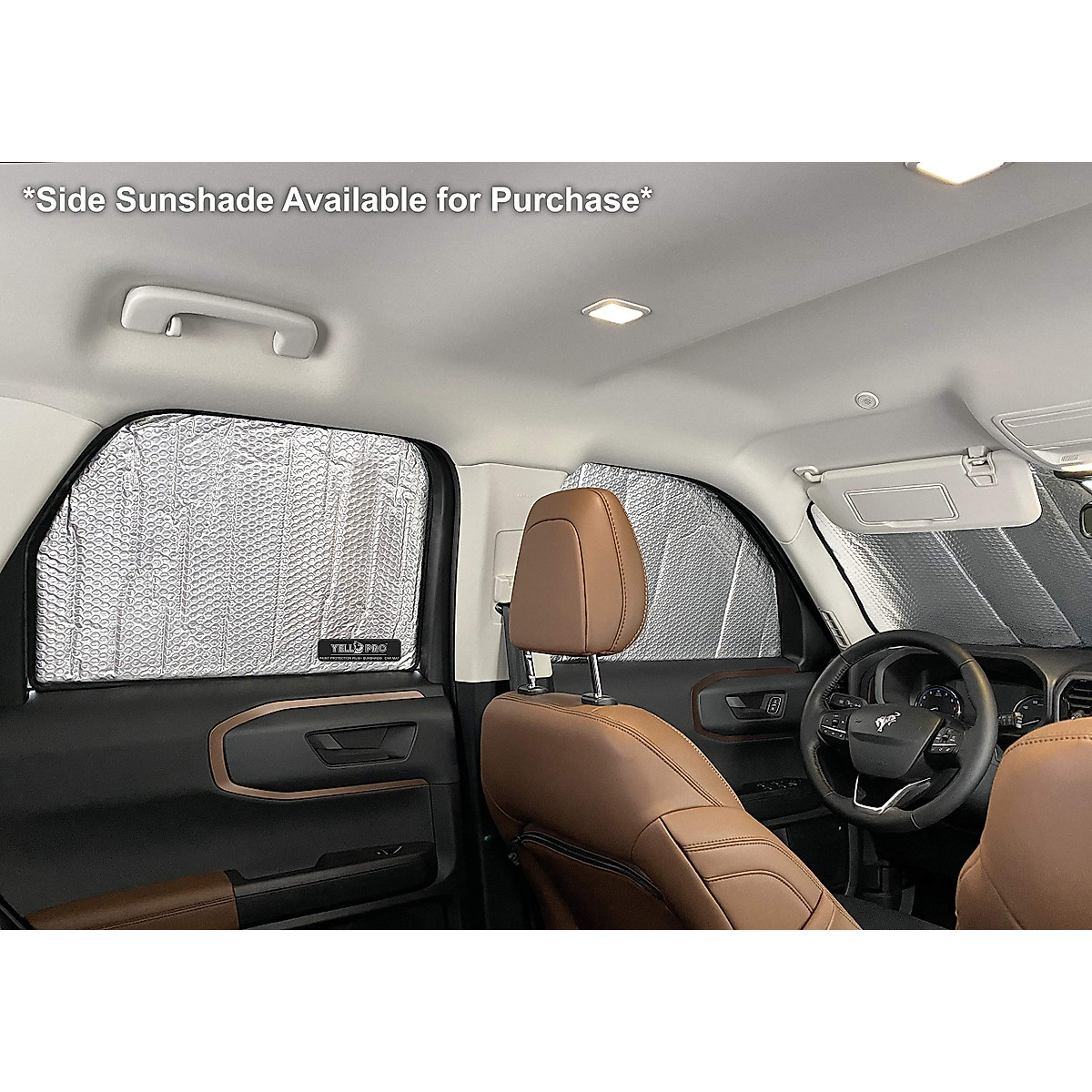 YelloPro Custom Fit Reflective Windshield Sunshade for 2021 2022 2023 2024 Ford Bronco Sport SUV, Base, Big Bend, Outer Banks, Badlands, First Edition [Made in USA]