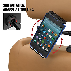 MoKo Headrest Phone/Tablet Car Mount, Adjustable Tablet Holder for 4-12.9" Devices, Fit with iPhone 16/Pro/Pro Max/Plus, iPhone 15/Pro/Plus/Pro Max, iPhone 14 Pro Max/14, iPad Air 4/Mini 6,Black