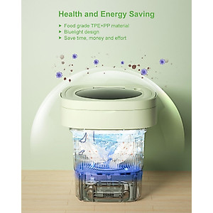 Portable Washing Machine, 9L Mini Laundry Washer with 3 Modes Cleaning for Underwear, Baby Clothes, Sock, Small Delicates. Foldable Washer and Dryer Combo for Apartment, Home, Hotel, Camping,RV(Green)