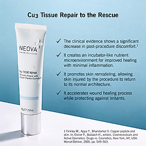 NEOVA SmartSkincare Cu3 Tissue Repair & Post Laser Cream 56g, 2 Oz. | Clinical Repair Copper Peptide Cream | Improves & Accelerates Skin Healing & Reduces Irritation