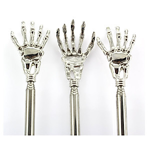 4 Pieces Skull Palm Telescopic Back Scratcher Hand Massager backslap with Rubber Handles(Random Color) (4 Pcs)