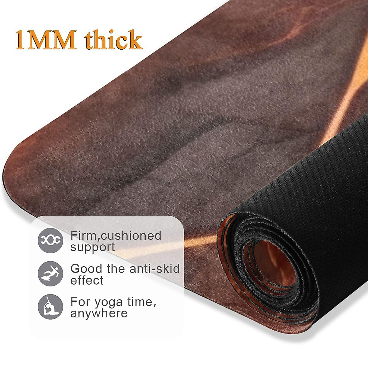 GOODOLD Lava Textures Yoga Mat, 71 x 26 Inch Non-slip Yoga Mats Folding Travel Exercise Mat Indoor Outdoor Gym Pilates with Storage Bag for Women Men