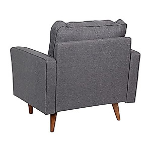 Flash Furniture Hudson Mid-Century Modern Commercial Grade Armchair with Tufted Faux Linen Upholstery & Solid Wood Legs, Set of 1, Dark Gray