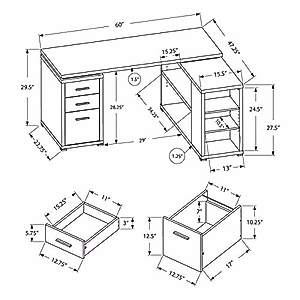 Monarch Specialties Hollow-Core Left or Right Facing Corner Desk, White