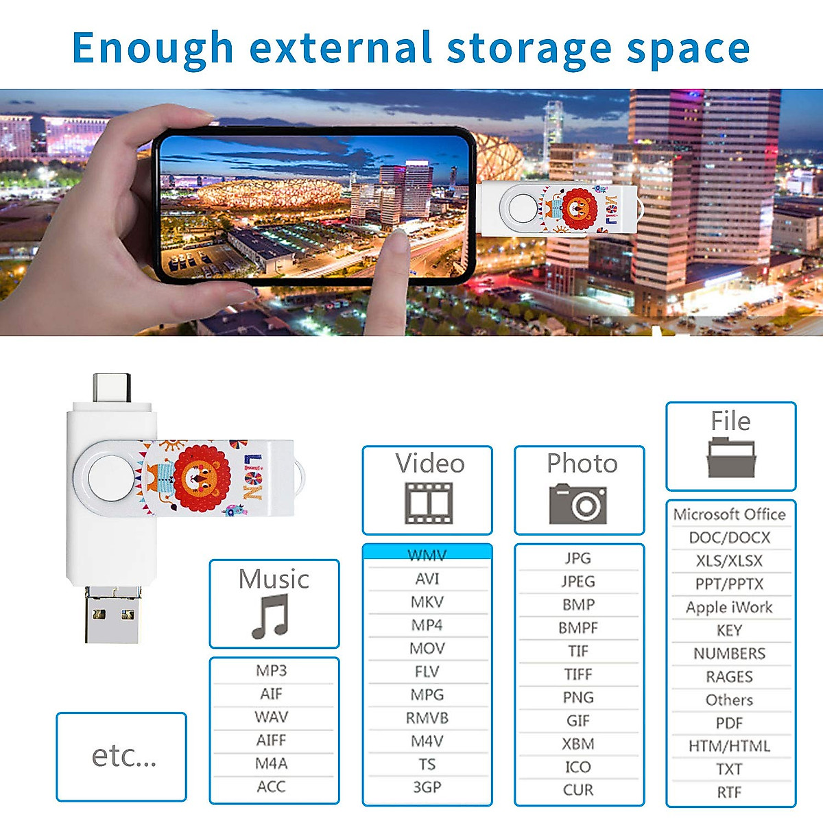 VATAPO 3.1 256GB 3 in 1 High Speed Flash Drive for Android Phones with OTG Function.Tablets,Laptop,Desktop,Photo Stick for Samsung Galaxy,LG,Google Pixel,Hua Wei.Moto,One Plus,etc.(Not for iPhone)