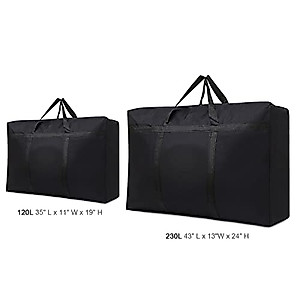 IWEIK Multipurpose Extra Large Heavy Duty Storage Bags Duffle Bags for Space Saving Moving Storage (230L, Black)