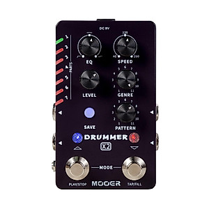 MOOER Drum Machine Guitar Pedal with 121 Drum Grooves 11 Music Styles 7 Rhythm Slots Fill Function Tap Tempo Knob for Electric Guitar Bass (X2)