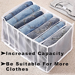 DINBLEX Wardrobe Clothes Organizer 3 Pack, Drawer Organizers For Clothing, Pants Organizer, Clothes Organizer For Folded Clothes, Drawer Organizer Clothes For Jeans(2x7Grids Jeans + 1x7Grids Legging)