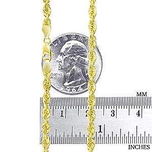 Nuragold 10k Yellow Gold 4mm Diamond Cut Rope Chain Lightweight Necklace, Mens Womens Jewelry 16" 18" 20" 22" 24" 26" 28" 30"