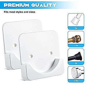 6 Piece Adhesive Shower Curtain Rod tension Holder, Adhesive Wall Mounted Shower Rods Holder Drill-Free Install, Adhesive Rod Mount Retainer, No Drilling, Not Include Shower Curtain Rod (White)