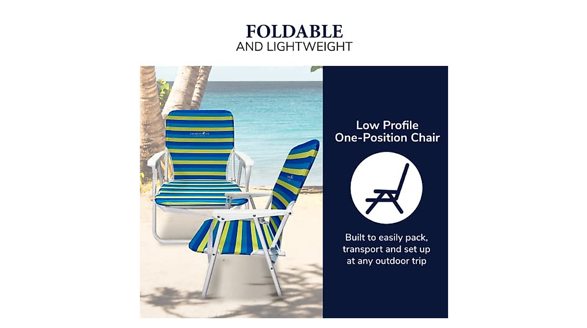 Caribbean Joe Folding Beach Chair - Lightweight & Portable Outdoor Chair
