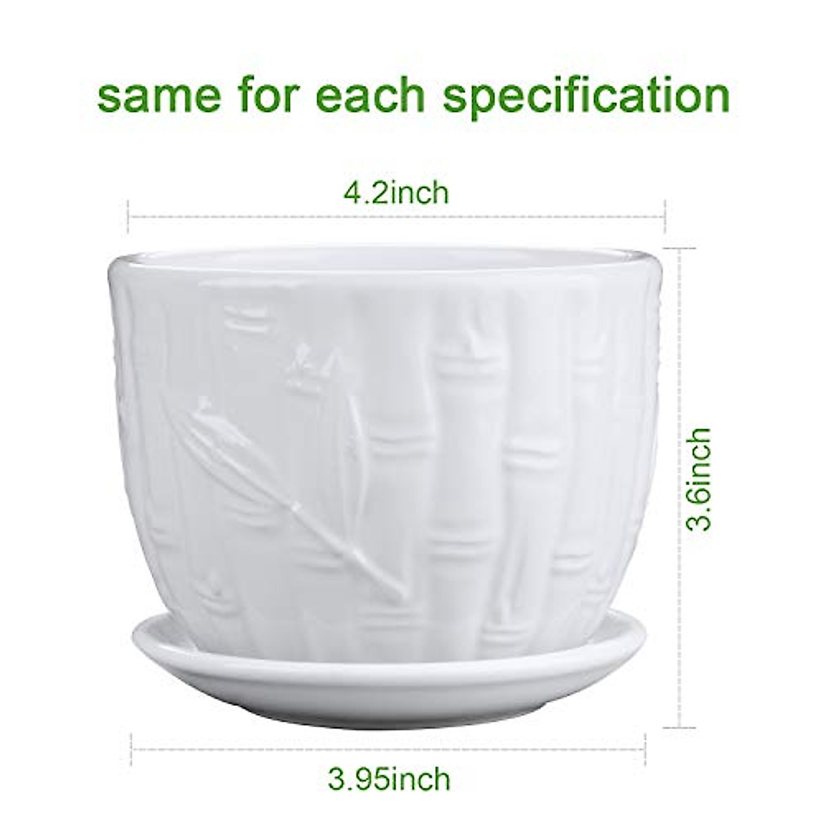 Brajttt Flower Pots, 4 Inch Cylinder Ceramic Plant Pots with Connected Saucer, Mini Ceramic Planters for Succulent and Little Snake Plants (6 Pack, White)