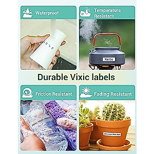 Vixic Pink Label Maker Machine with 4 Tapes, D210S Label Maker Machine, Portable Label Maker with Keyboard, QWERTY Keyboard Handheld & Easy to use, Multiple Fonts Frames for Home/Office/School