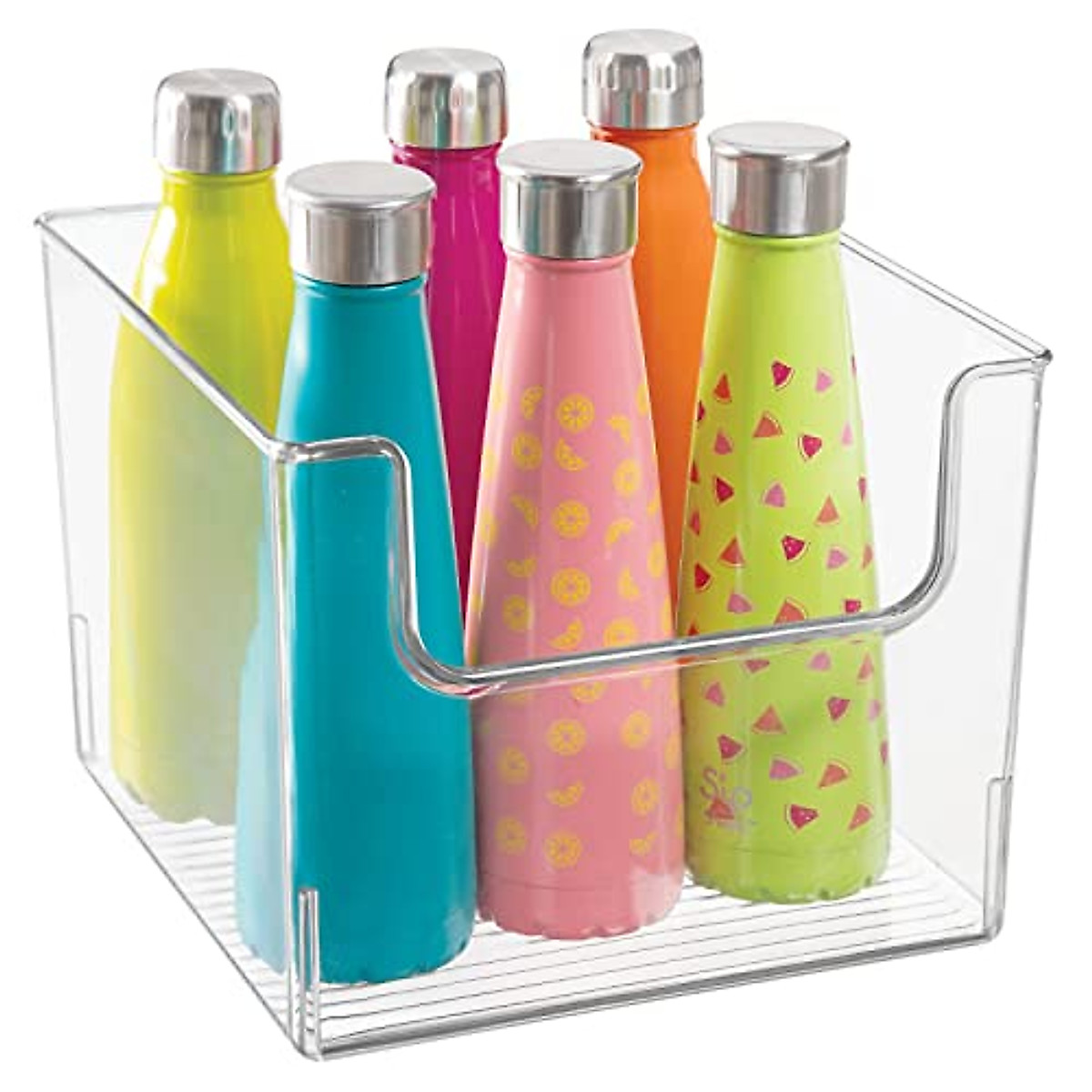 mDesign Plastic Household Storage Organizer Bins with Open Dip Front for Kitchen, Bedroom, Bathroom, Office, Craft or Playroom Organization - Holds Toys, Books - Ligne Collection, Clear