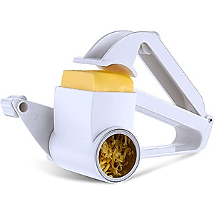 Rotary Cheese Grater Manual Handheld Cheese Grater with Stainless Steel Drum for Grating Hard Cheese Chocolate Nuts Kitchen Tool (/, White, 1)