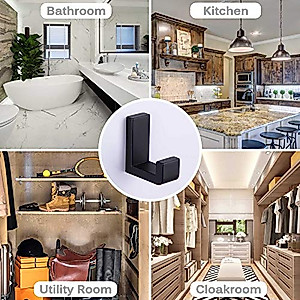 Angle Simple Robe Towel Hook Matte Black, Stainless Steel Clothing Towel Hanger, Wide Utility Hook, Hand Towel Holder for Bathroom Kitchen Office Cabinet, Modern and Farmhouse Style, Wall Mount