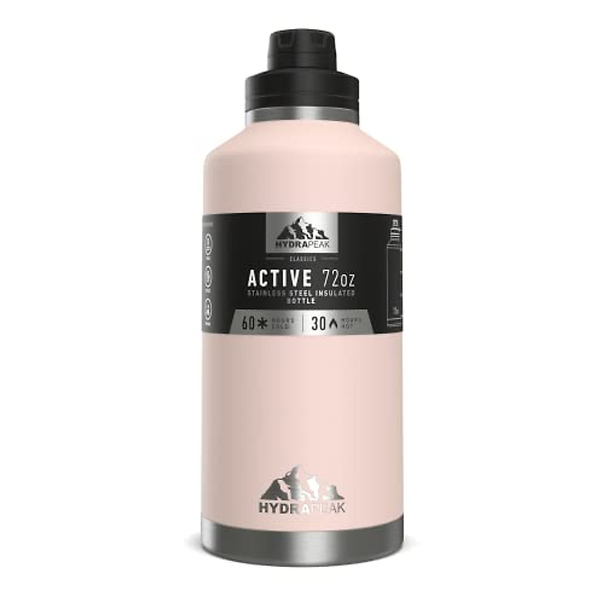 Hydrapeak 72 oz Large Insulated Water Bottle, Leak Proof Water Bottle for Hot & Cold Liquid, 72oz Water Bottles, Water Jug, Stainless Steel (Seashell)