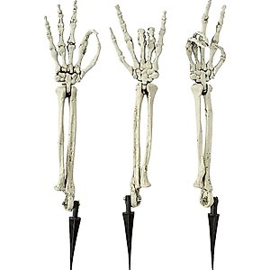 Fun Express 3 Pieces 20" Skeleton Hand Groundbreaker Halloween Decorations, Fun Hand Signal Designs, Halloween Yard Decor