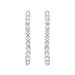 Beyond Brilliance 1.00 Carat Natural Diamond Hoop Earrings in Sterling Silver | Inside-out Round Cut | Hypoallergenic | Fine Jewelry for Women | Gift Box Included