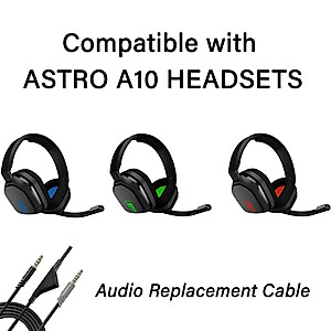 Replacement Astro A10 Cord Cable with Volume Control - Works with Astro A40, A40TR Gaming Headset Cable - Audio Gaming A10 Headset Cable Fits Xbox One, PS4, PC, Most Smartphones (6.5 Feet/2.0 M)