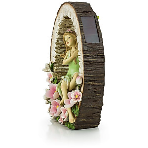 VP Home Woodland Garden Fairy Solar Powered Outdoor Decor Garden Light with LED Crackled Glass Globe Great Addition for Your Garden Solar Powered Light Garden Decorations Gifts for Outside Patio Lawn