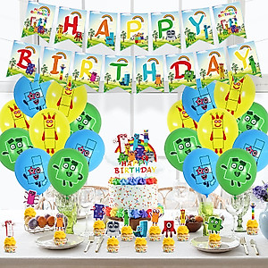 Number Birthday Party Supplies,Number Theme Including Cake caps,Cupcake caps,Flags,Latex Balloons,It is Very Suitable for Boy's and Girl Themed Birthday Party Supplies.
