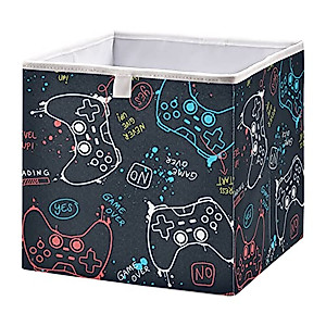 Open Home Storage Bins Foldable Cube Organizers Gamer Pattern Closet Storage Bins for stairsteps