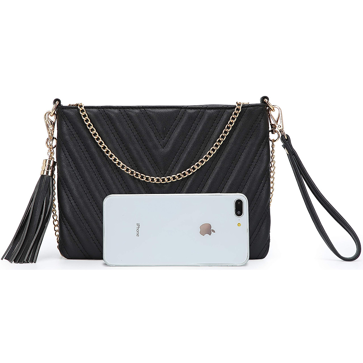 lola mae Women's Wristlet Handbags Simple Quilted Small Clutch Crossbody Bag