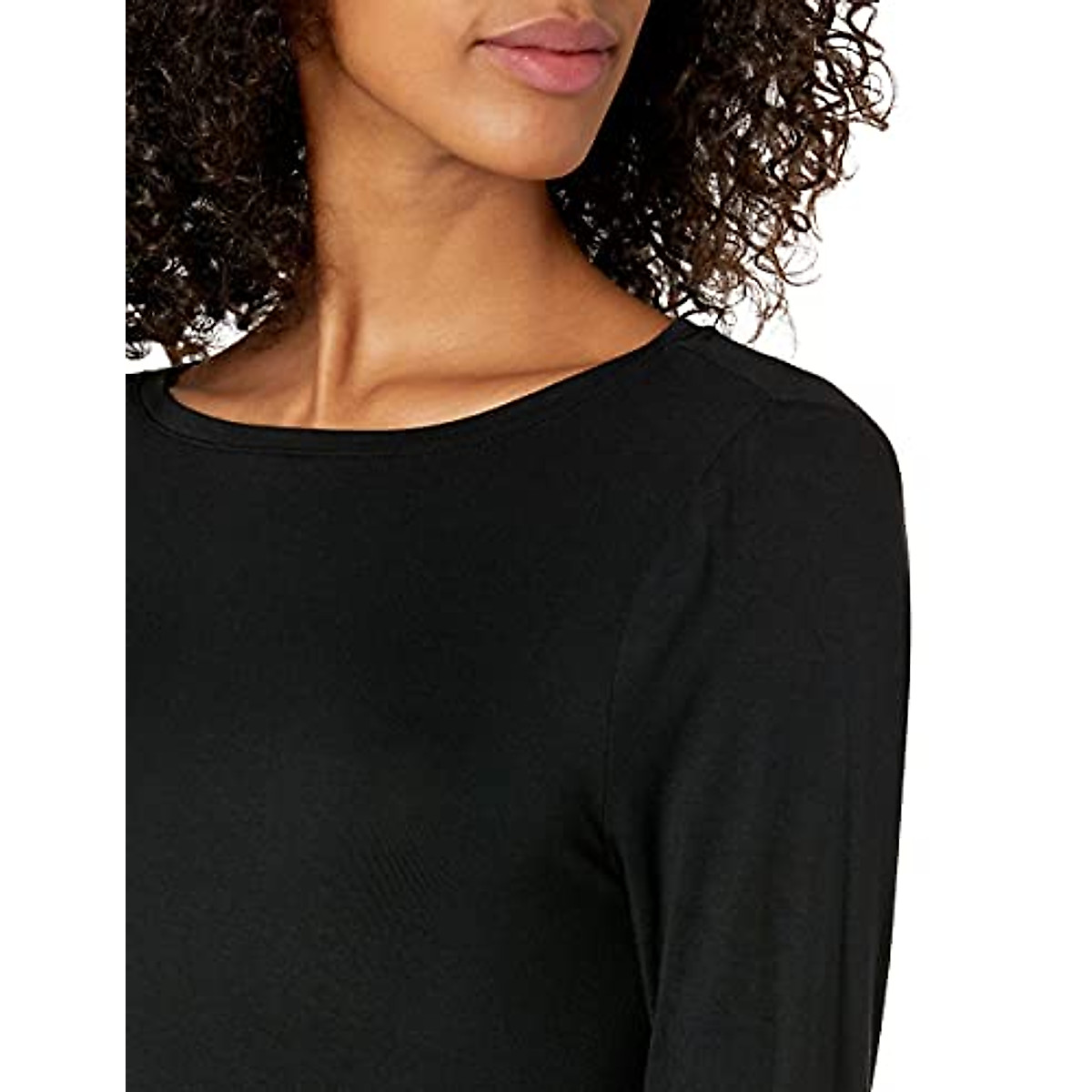 Amazon Essentials Women's 3/4 Sleeve Boat-Neck Dress (Available in Plus Size), Black, 1X