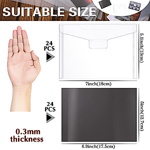 48 Pcs Bulk Stamp and Die Storage Bag and Rubber Magnet Sheet Clear Resealable Storage Pockets Stamp Stencil Envelope Case Magnetic Pages for Dies Cutting (0.3 mm Magnet Sheet)