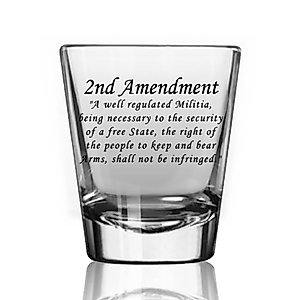 Patriots Cave 2ND Amendment To The Constitution | 2 oz Bourbon Whiskey Shot Glass | Patriotic Old Fashioned Shot Glasses For Men | Retirement Gifts For Men | 21st Birthday Shot Glass | Made In USA