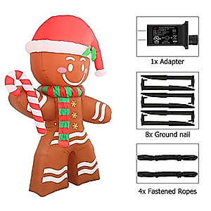 8 FT Christmas Inflatables Decoration Gingerbread Man with Built-in LEDs Blow Up Inflatables for Xmas Party Indoor Outdoor Yard Garden Lawn Décor (8FT Gingerbread Man)