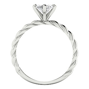 2 Ct Brilliant Marquise Cut Clear Simulated Diamond 14K White Gold Solitaire Engagement Promise Bridal Ring Size 6.25