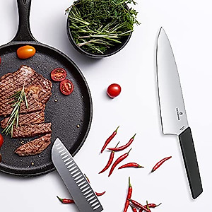 Victorinox 6.9013.20B Swiss Modern Carving Knife for Carving Meat, Slicing and Dicing Meats, Vegetables or Fruits Straight Blade in Black, 7.9 inches