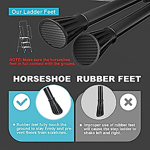 HBTower 4 Step Ladder with Handrails, Folding Step Stool with Attachable Tool Bag & Anti-Slip Wide Pedal for Home Kitchen Pantry Office, 330lbs Capacity Black