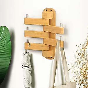 SPOPSOOD Coat Rack Wall Hooks, Wall Hooks Made of Pure Solid Bamboo, Robust, Beautiful & Personalized Wall Mounted Bathroom Towel Rack