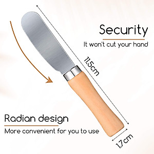 Butter Spreader Knife 4.5 Inch Wide Blade Stainless Steel Knife with Wood Handle Multipurpose Cheese Butter Spreader Knives for Kitchen Birthday Wedding Christmas(25 Pieces)
