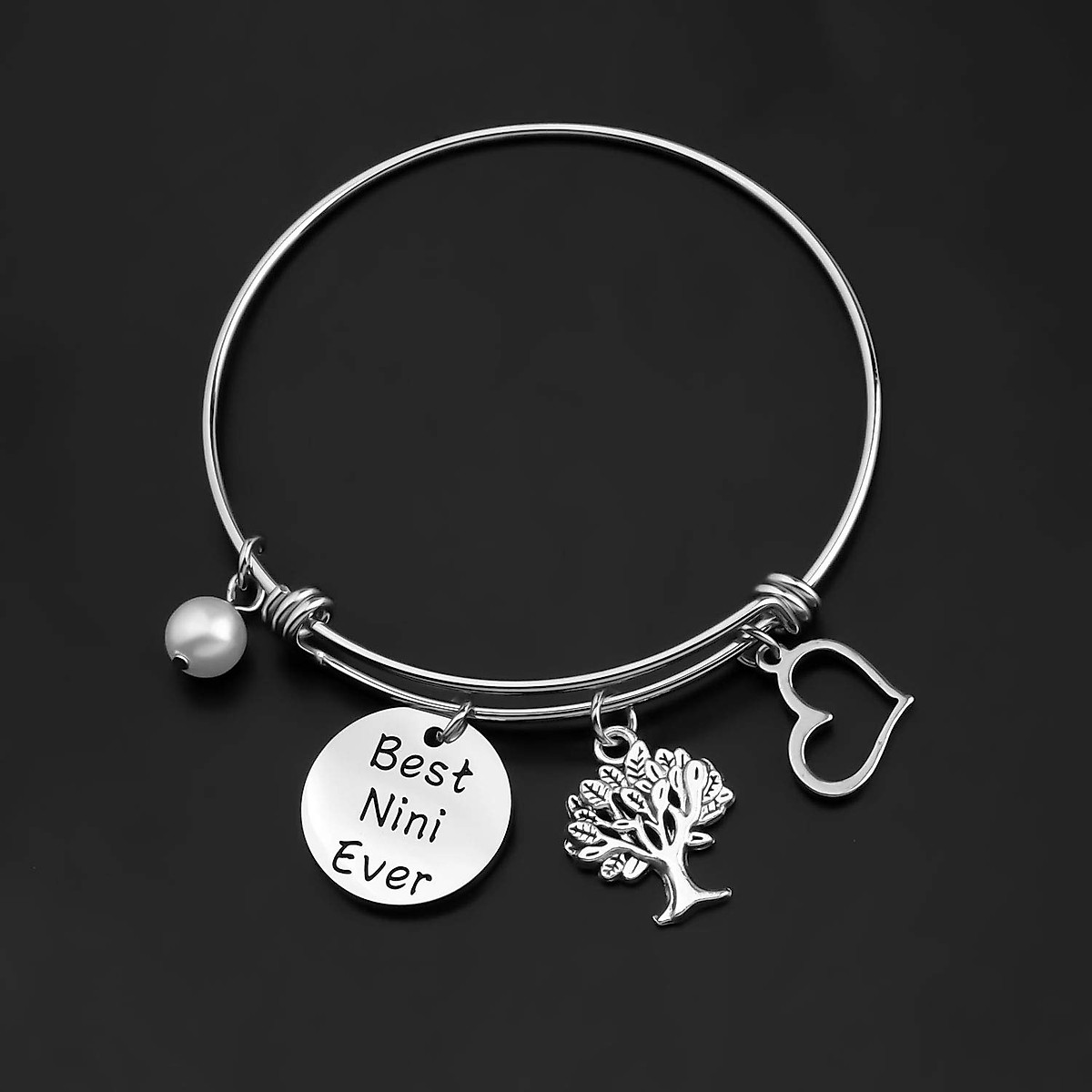 Lywjyb Birdgot Best Nini Ever Gift Best Nini Ever Bracelet Gift Best Nini Ever Funny Mother's Day Gift Best Nini Ever Christmas Gift (Nini br)
