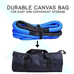 HEROX 1” x 30ft Kinetic Recovery Rope Kit - Offroad Tow Strap - Heavy Duty Tow Rope for Trucks ATV Vehicles SUV and UTV - Comes with 2 Soft Shackles and Storage Bag - Blue