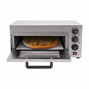 1300W Commercial Pizza Oven, Single Layer Electric Pizza Maker, Adjust from 122-662℉, For 16" Pizza Indoor family party barbecue