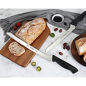 HUMBEE Cusine Pro, 12 inch Offset Bread Knife Serrated Knife Wave Razor-Sharp Blade Comfortable Grip Dishwasher Safe, NSF Certified